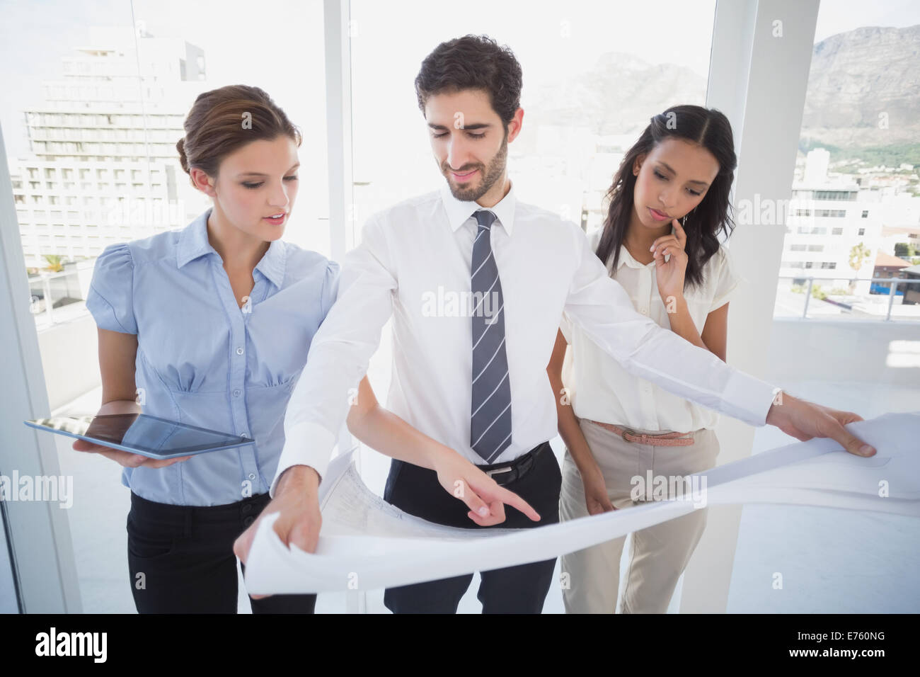 Business team reading a plan Stock Photo - Alamy