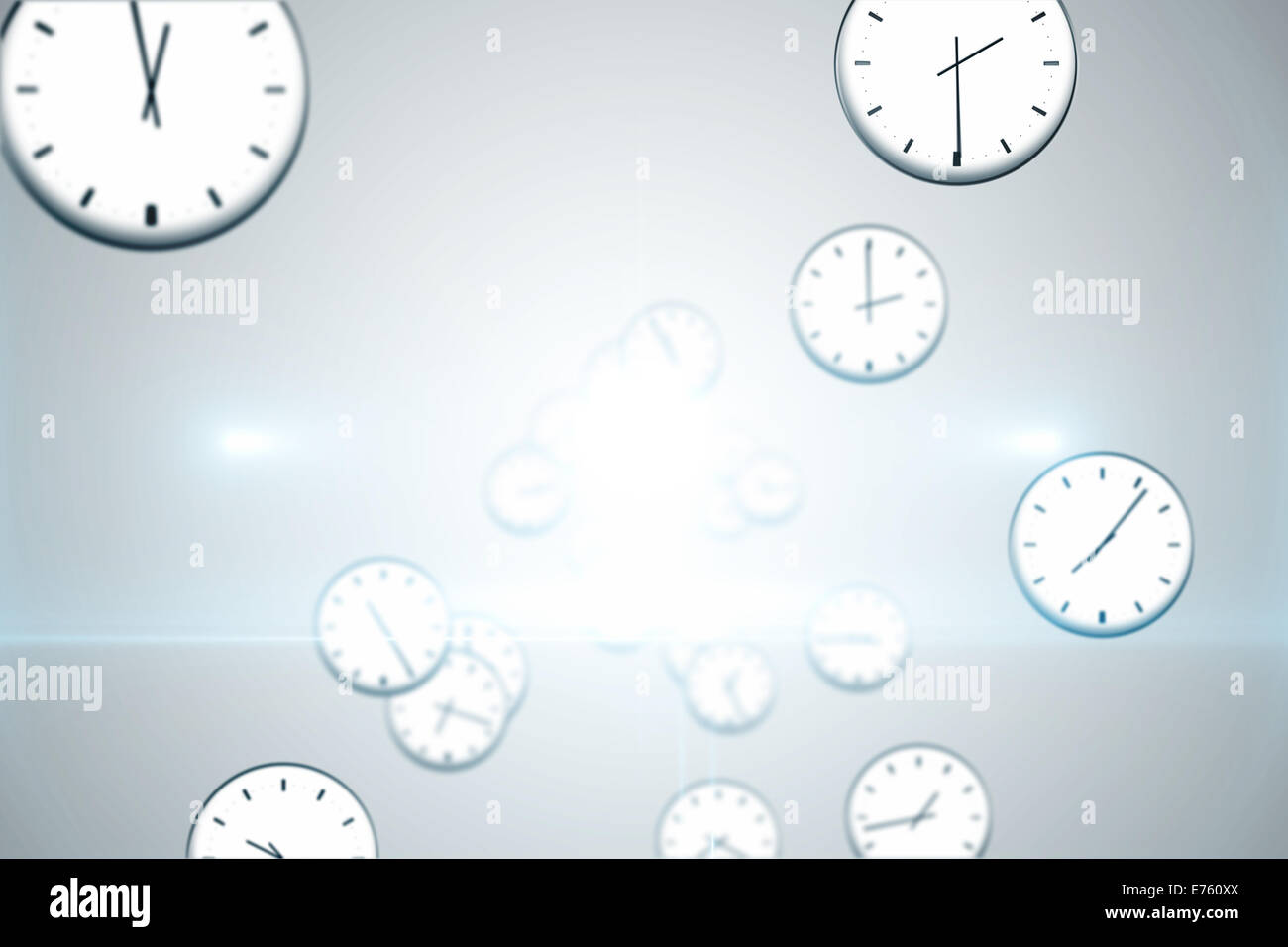 Digitally generated floating clock pattern Stock Photo - Alamy