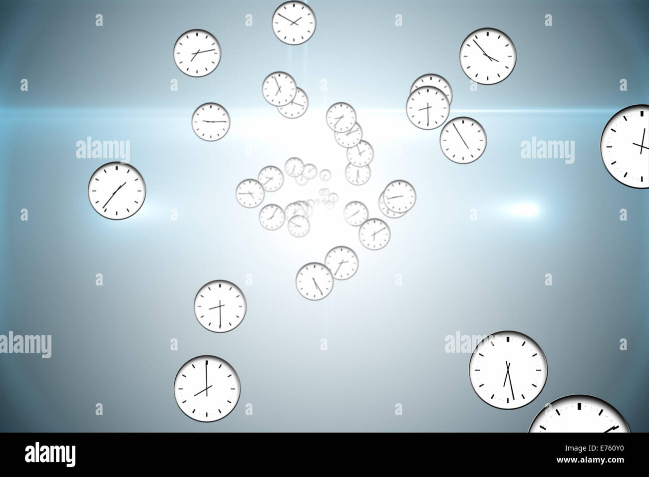 Digitally generated floating clock pattern Stock Photo - Alamy