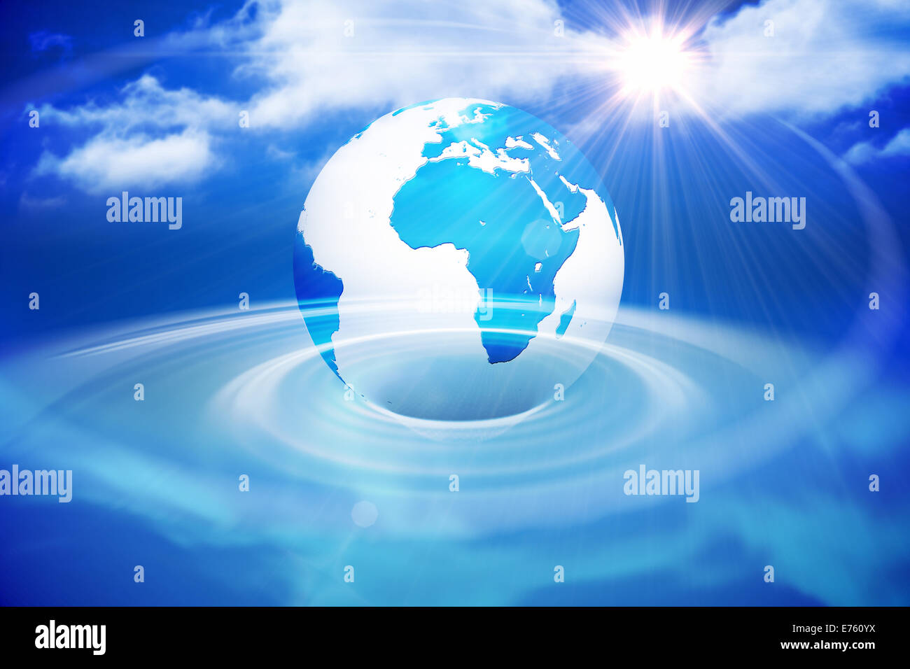 Digitally generated earth with blue light Stock Photo - Alamy