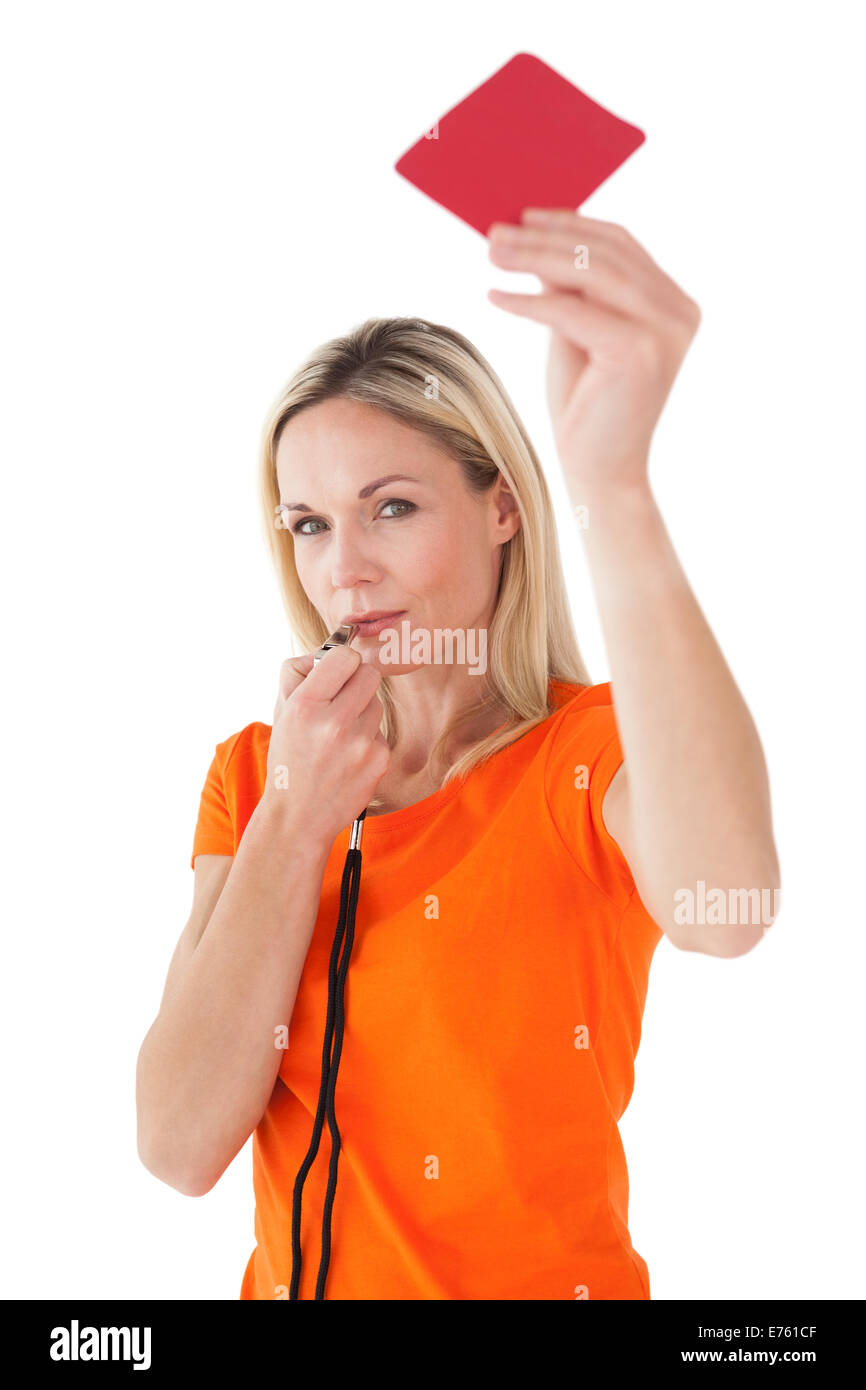 Referee blowing whistle looking camera Cut Out Stock Images & Pictures ...