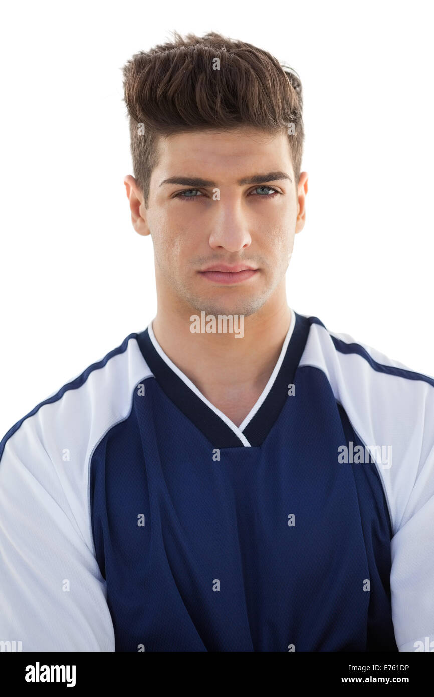 Portrait of a serious football player Stock Photo - Alamy