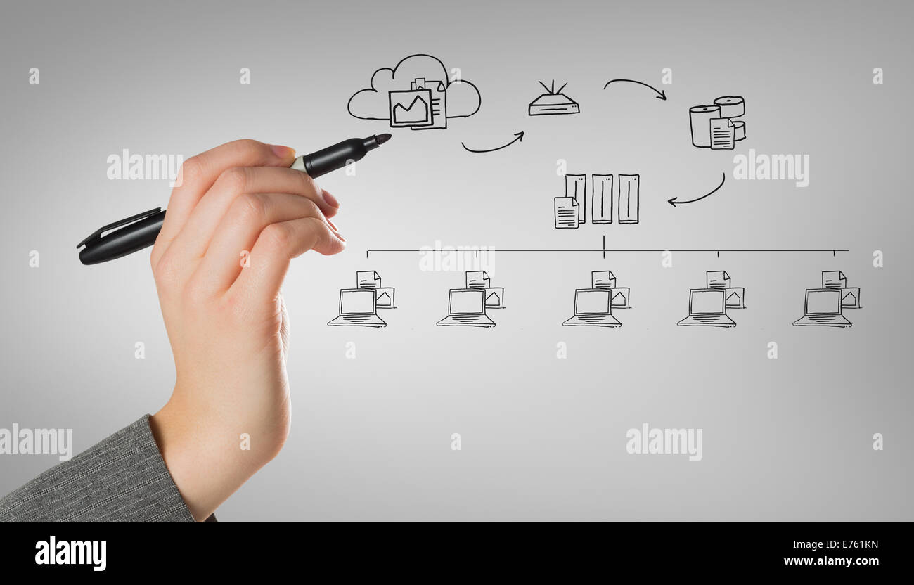 Composite image of businesswomans hand writing with marker Stock Photo ...