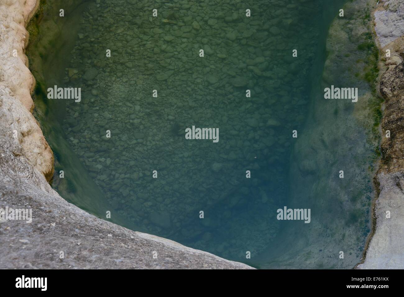 Water pond at the feet of the cascade of Rochecolombe Stock Photo - Alamy
