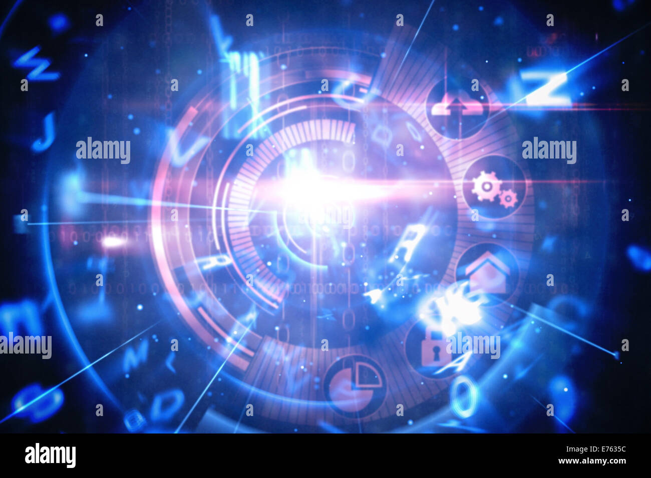 Blue and red technology interface Stock Photo - Alamy