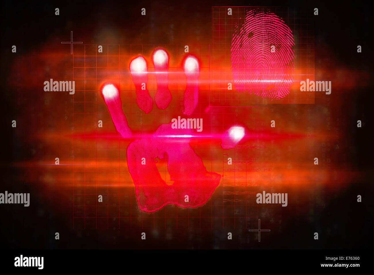 Red technology hand print design Stock Photo - Alamy
