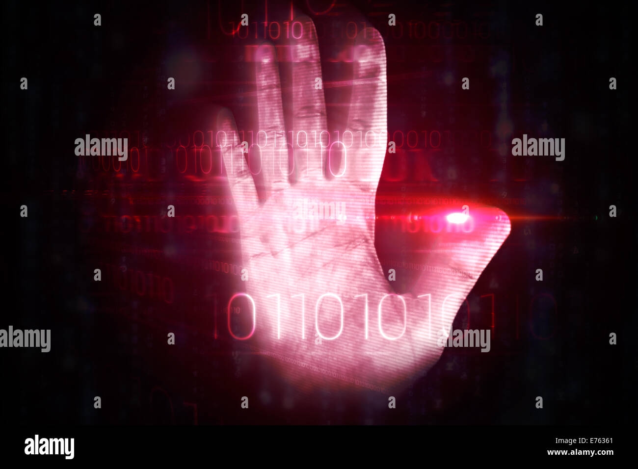 Red technology hand print design Stock Photo - Alamy