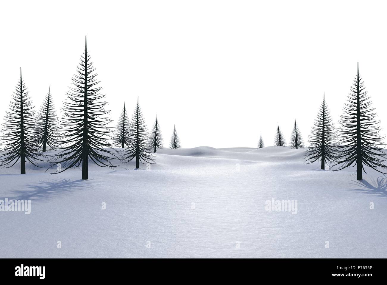 White snowy landscape with dead trees Stock Photo - Alamy