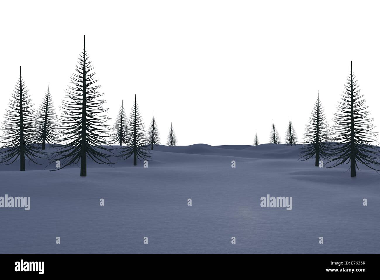 White snowy landscape with dead trees Stock Photo - Alamy