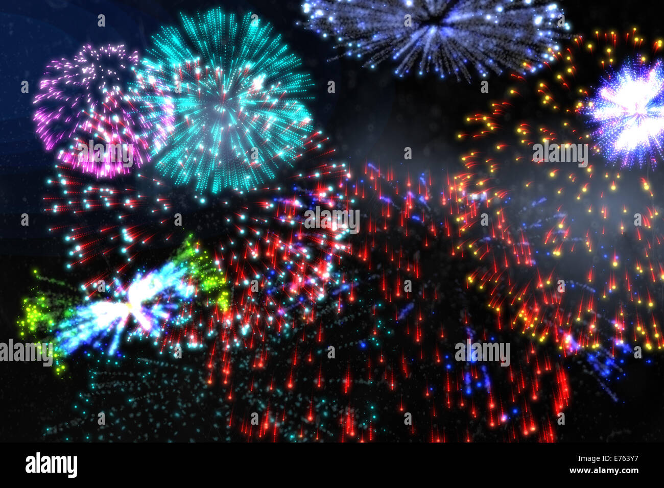 Colourful fireworks exploding on black background Stock Photo - Alamy