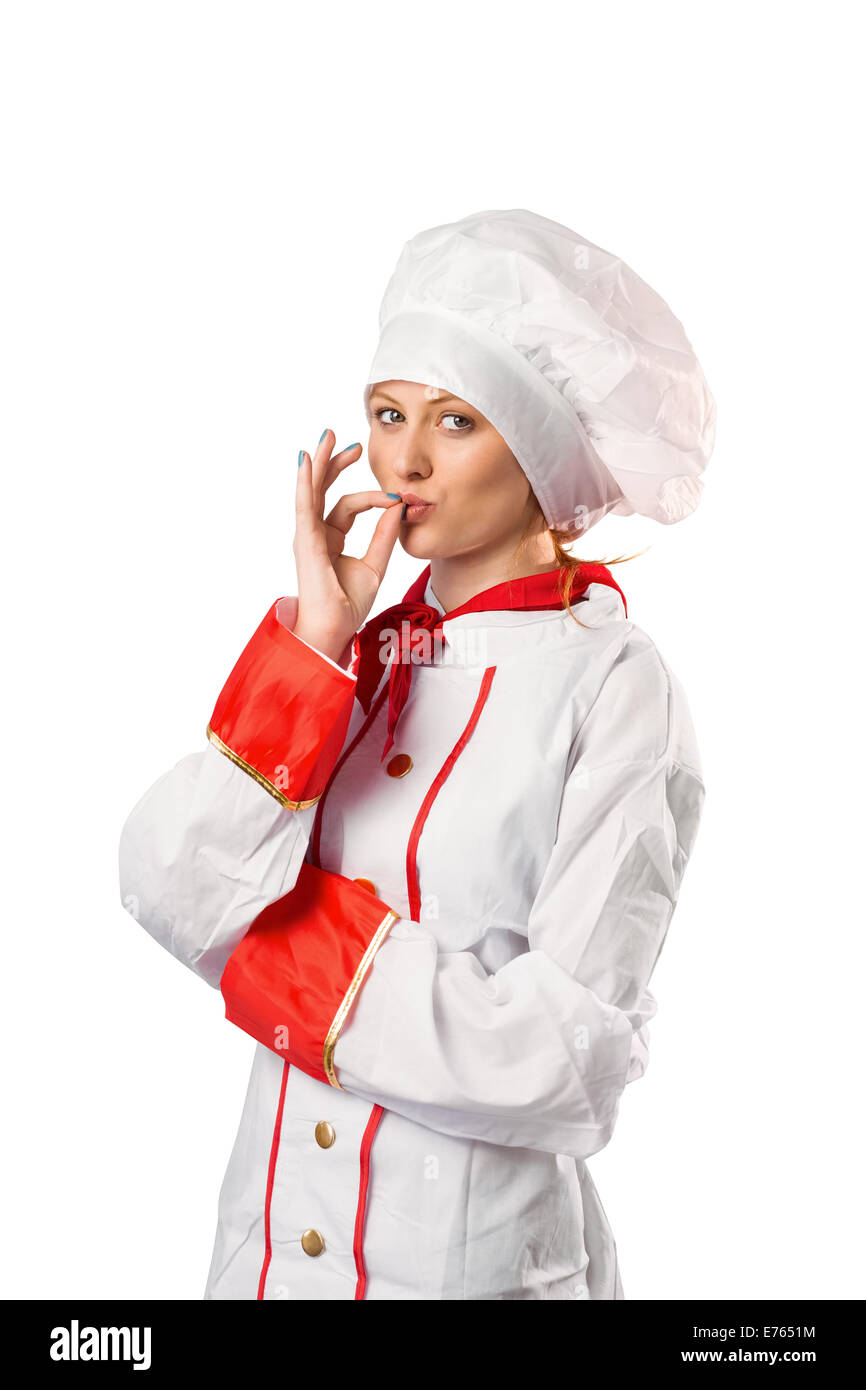 Pretty chef standing with arms crossed Stock Photo - Alamy