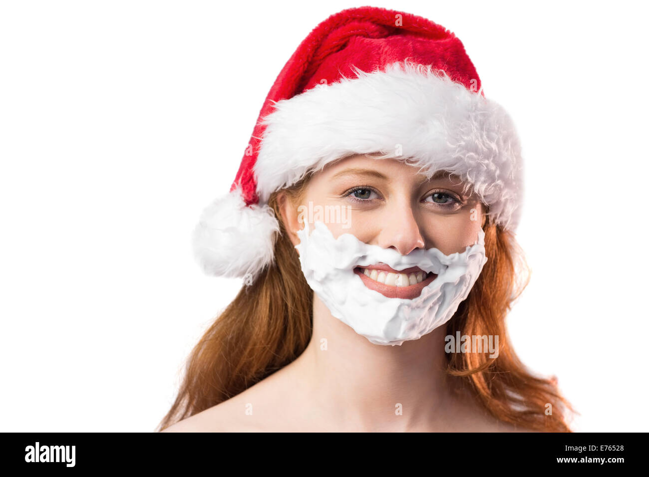 Festive redhead in foam beard Stock Photo - Alamy