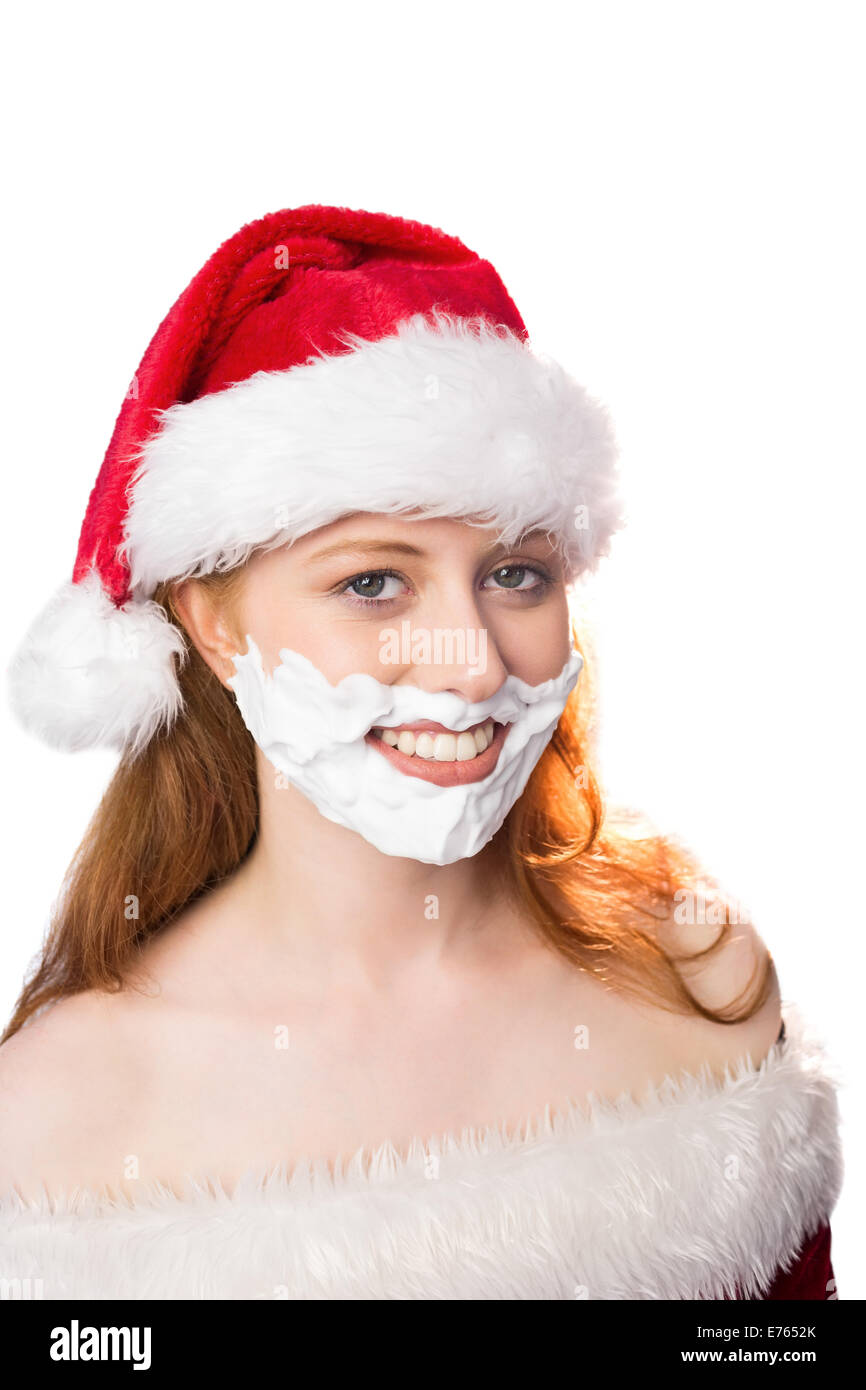 Festive redhead in foam beard Stock Photo - Alamy