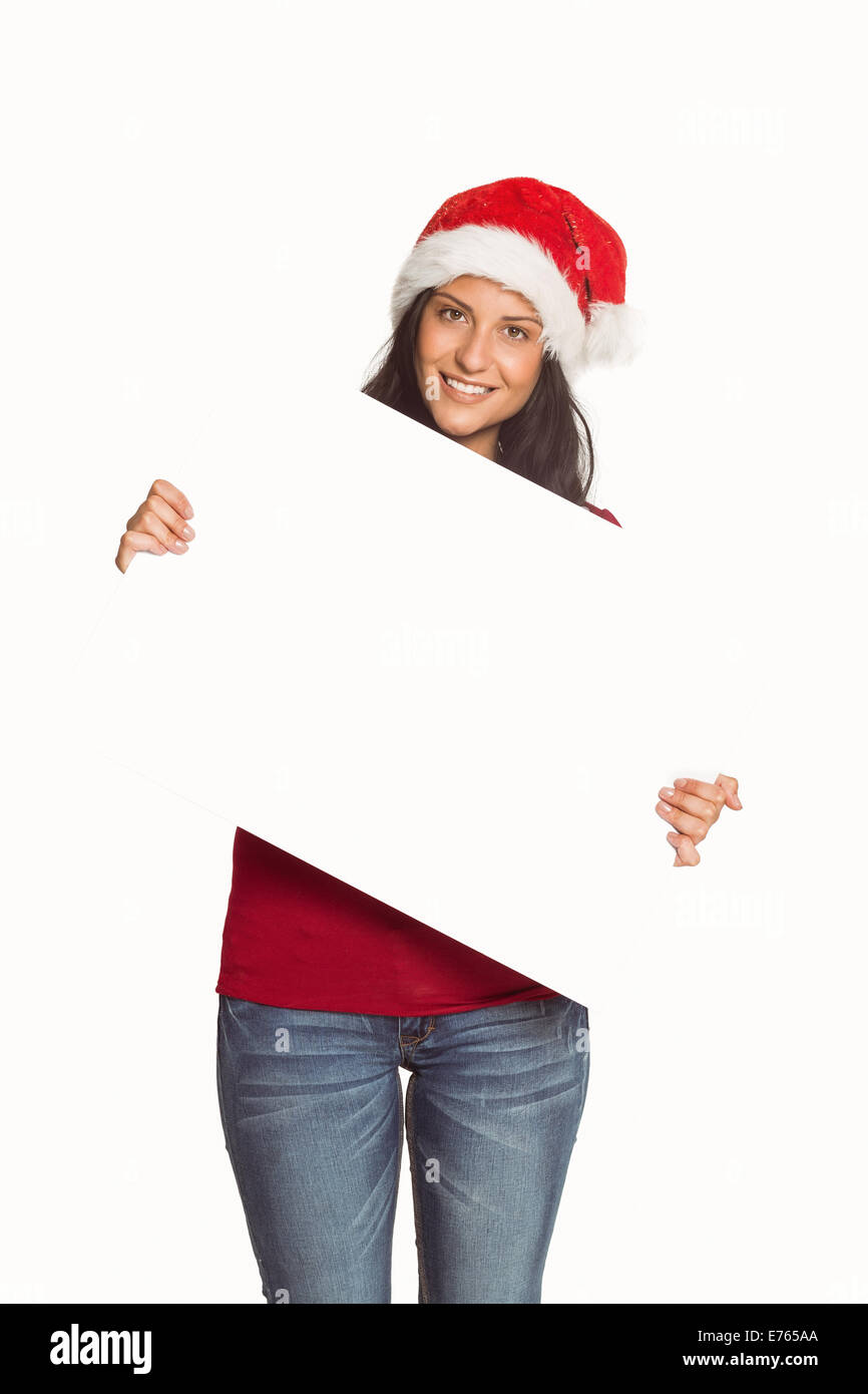 Woman holding a white sign Stock Photo - Alamy
