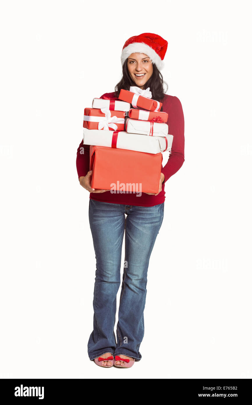 Woman giving presents out Cut Out Stock Images & Pictures - Alamy