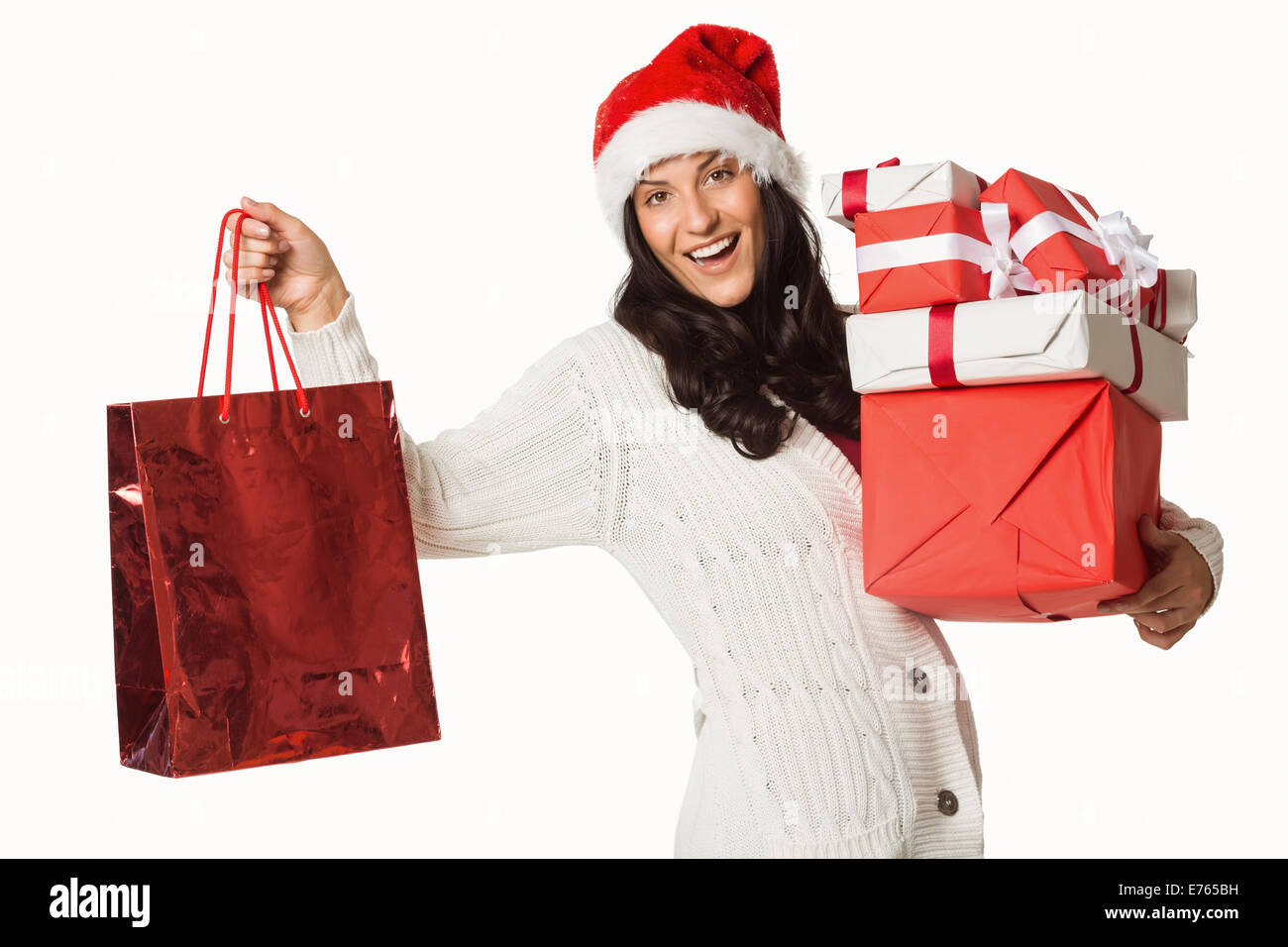 Woman giving presents out Cut Out Stock Images & Pictures - Alamy