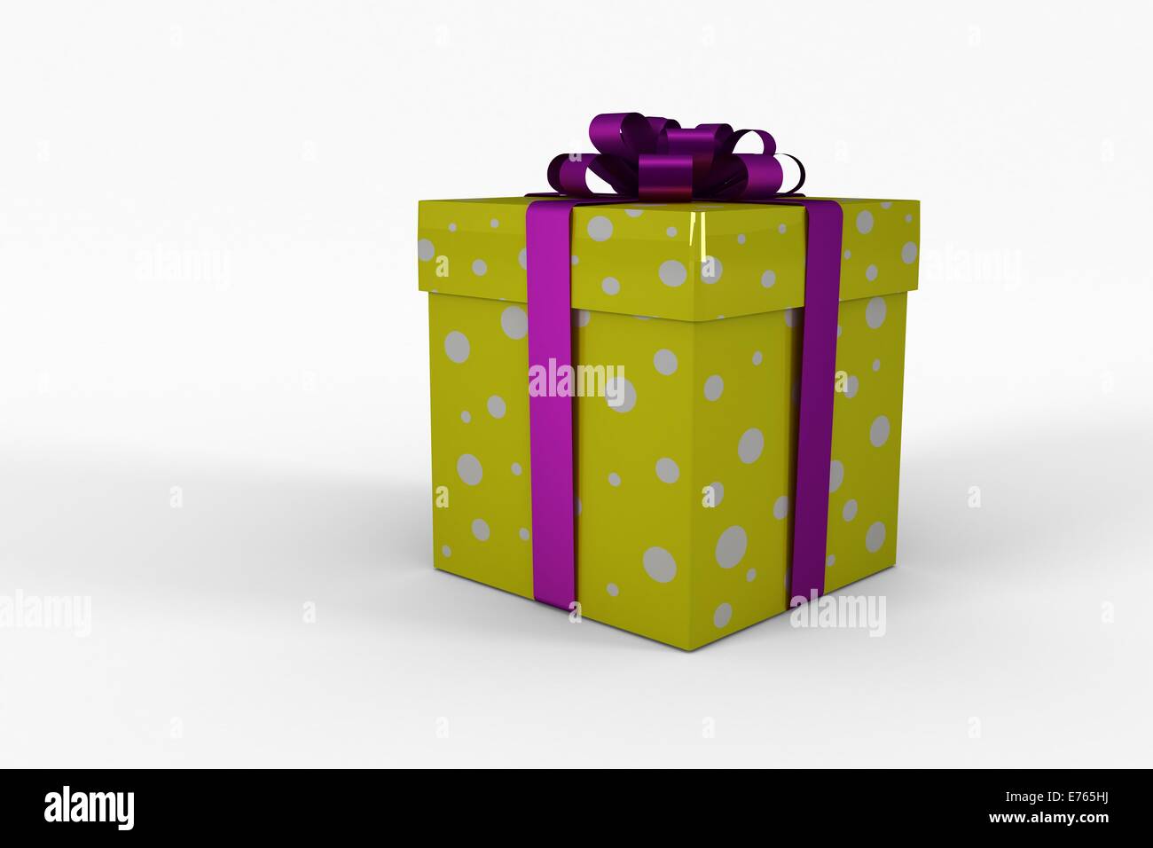 Yellow and purple gift box Stock Photo - Alamy