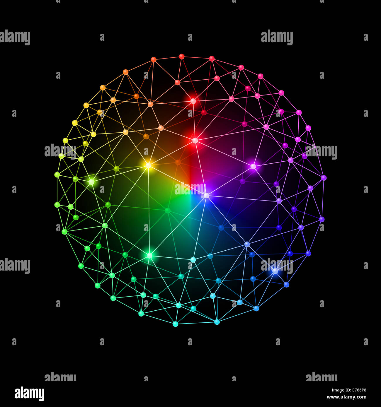 Multicolour web envelopes sphere on black background Stock Photo - Alamy