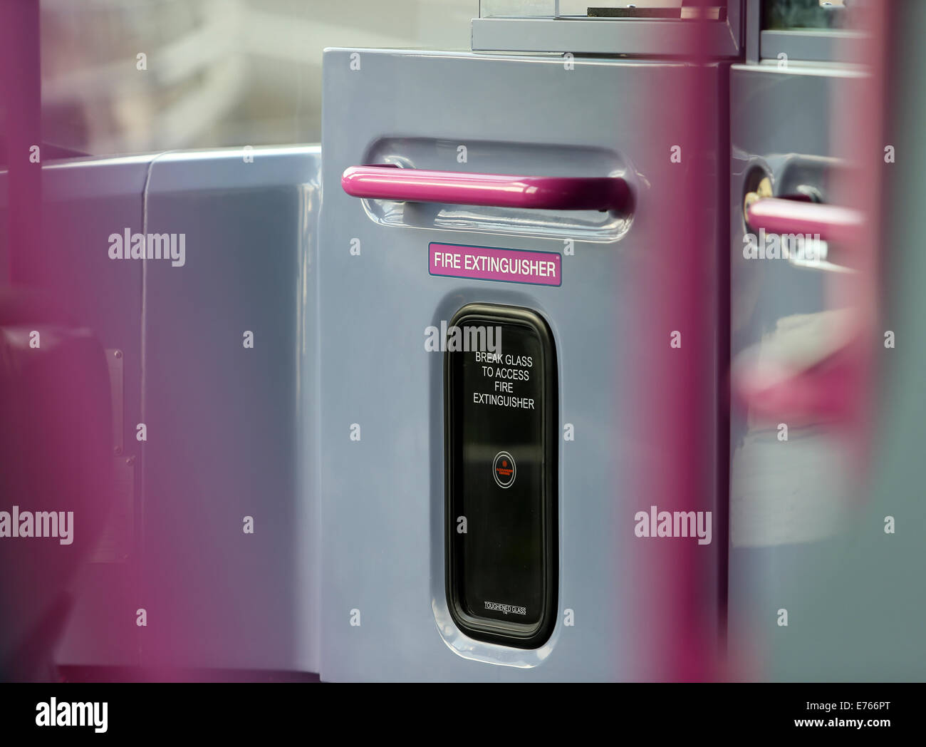 Fire extinguisher compartment on bus Stock Photo - Alamy