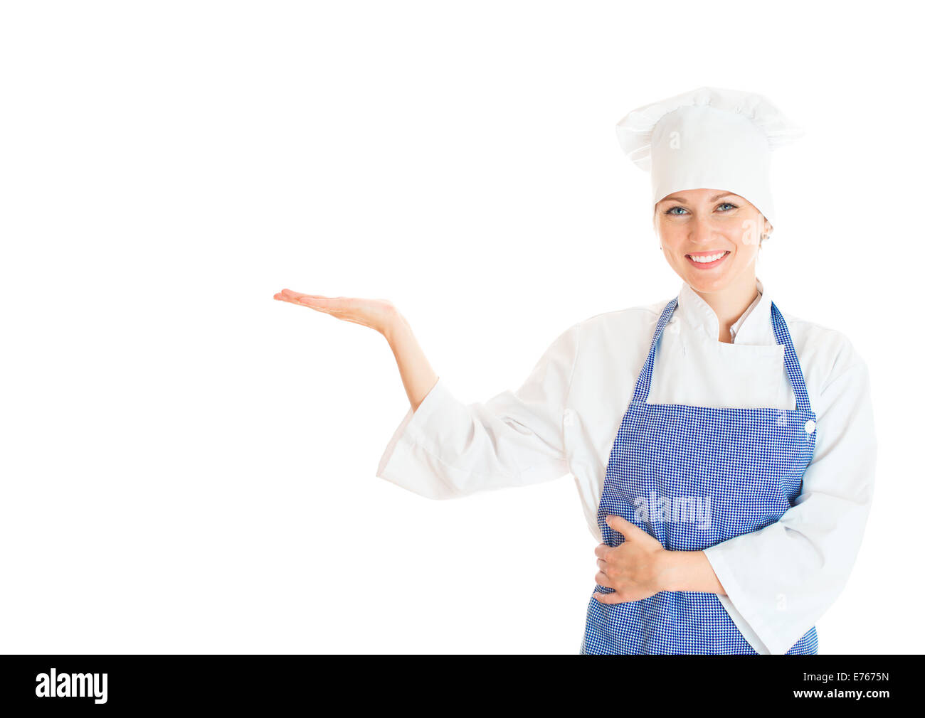 Portrait of female chef cook. Isolated on white background Stock Photo ...