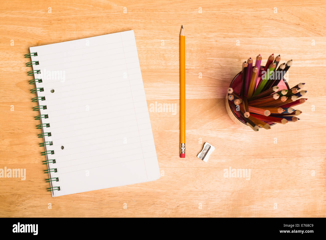 Overhead shot pupils desk hi-res stock photography and images - Alamy