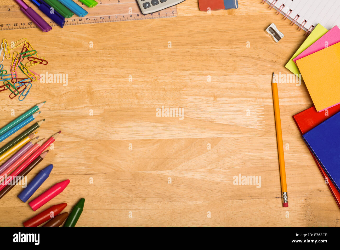 Overhead shot pupils desk hi-res stock photography and images - Alamy