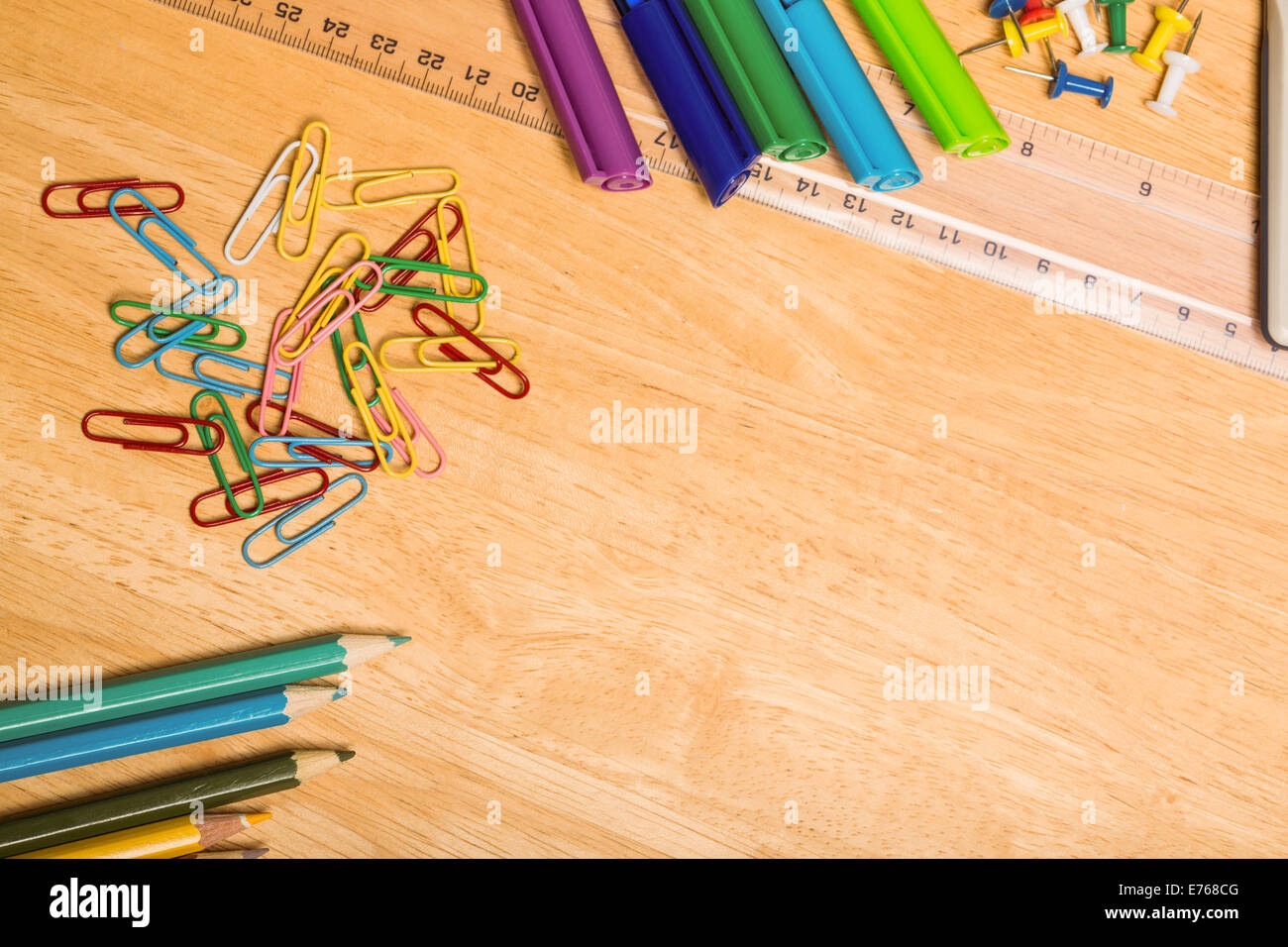 Overhead shot pupils desk hi-res stock photography and images - Alamy