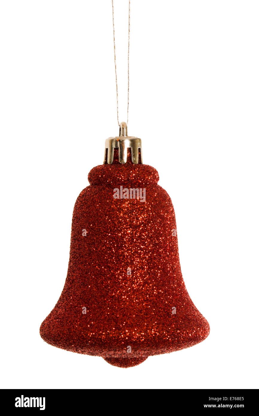 Red christmas bell decoration hanging Stock Photo - Alamy