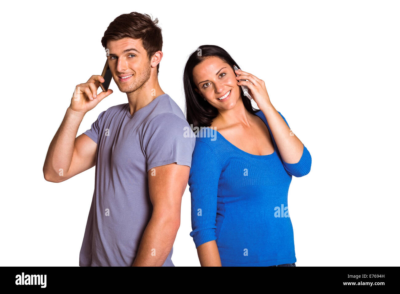 Couple on phones hi-res stock photography and images - Alamy
