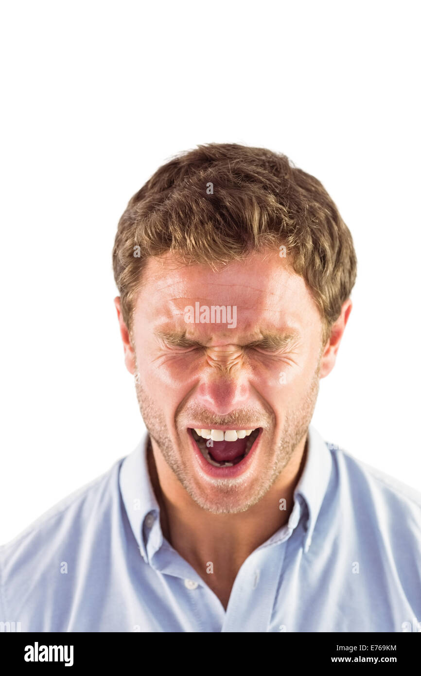 Angry man shouting towards camera Stock Photo - Alamy