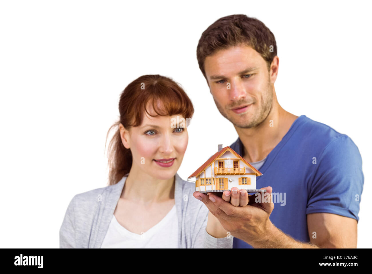 Portrait redhead woman holding model hi-res stock photography and ...