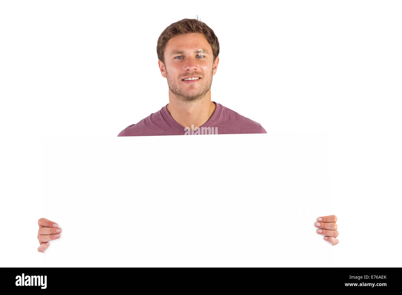 Man holding up a sign Stock Photo - Alamy