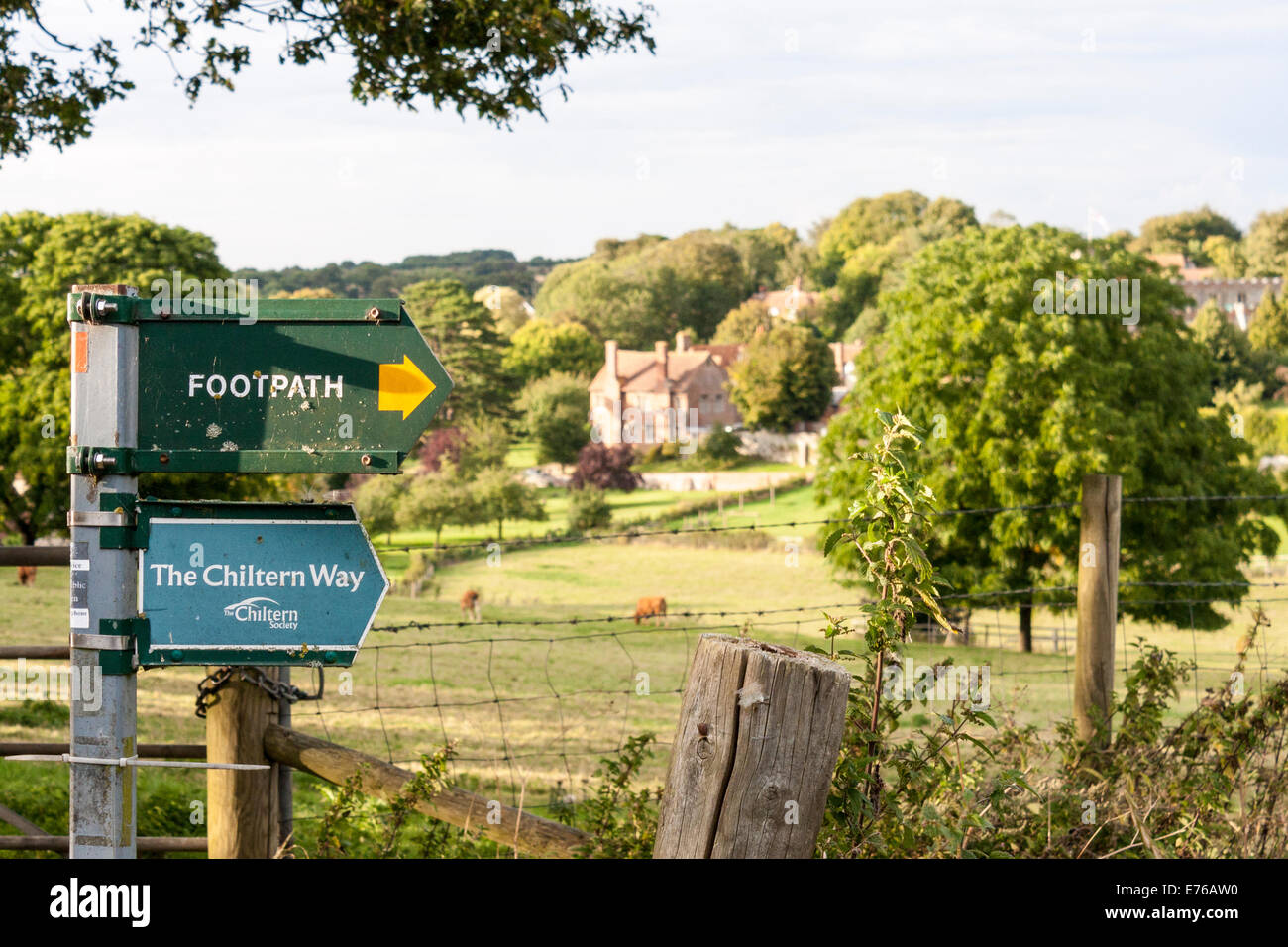 View of Ewelme, Oxfordshire, England, GB, UK, from the Chiltern Way ...