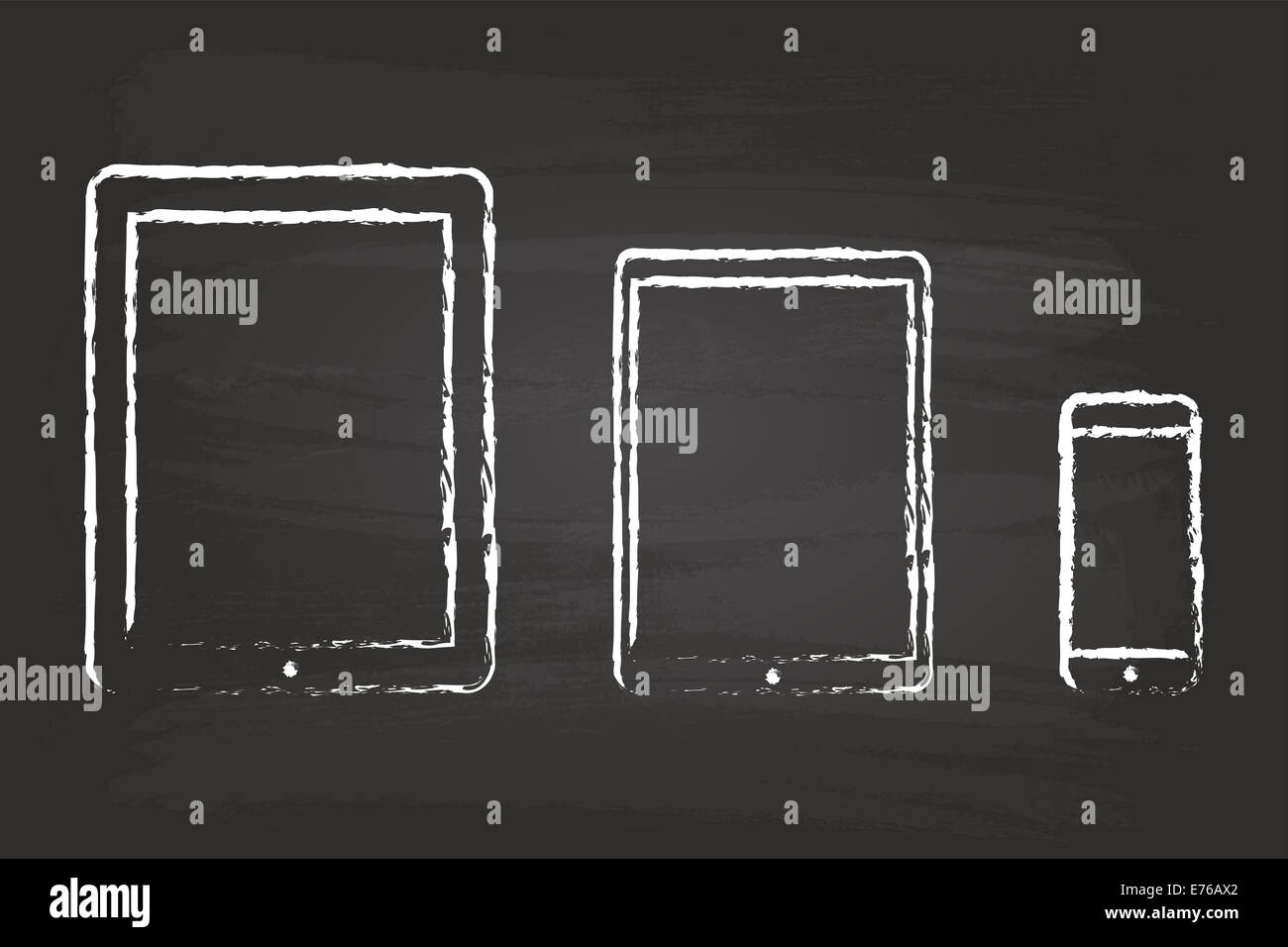 Modern Tablet And Smart Phone Drawing On Black Chalkboard Stock Photo ...