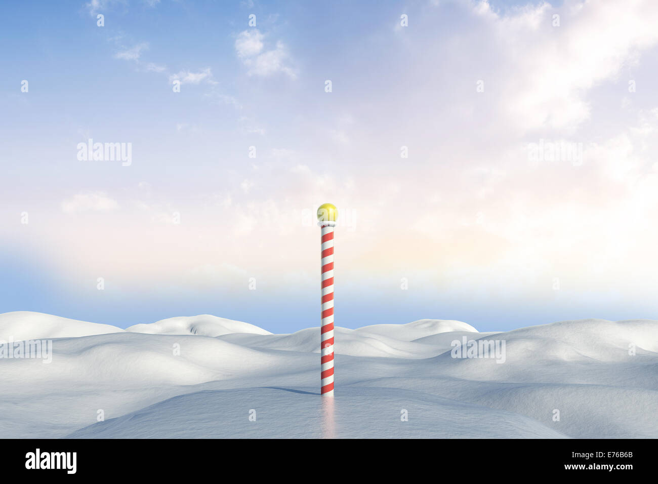 Snowy land scape with pole Stock Photo - Alamy