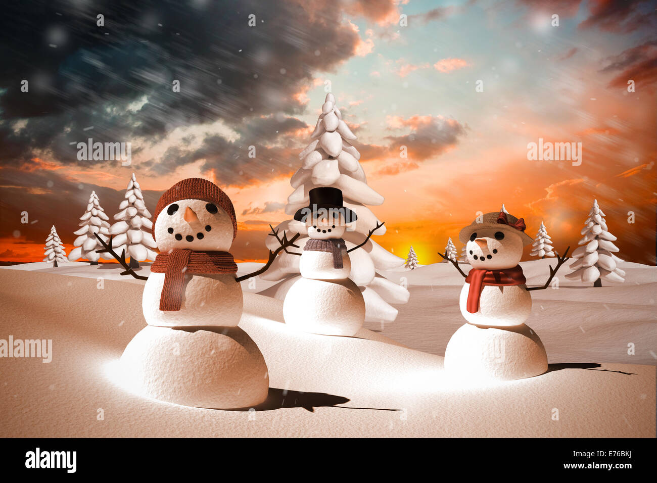 Composite image of snow family Stock Photo - Alamy