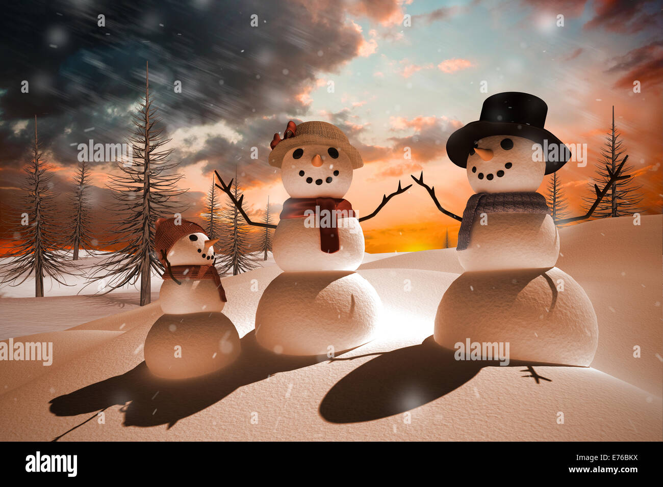 Composite image of snow family Stock Photo - Alamy