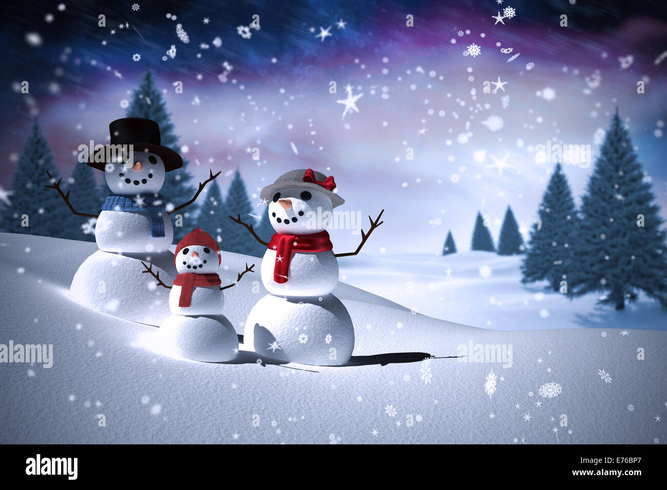 Snowman Family Wallpaper