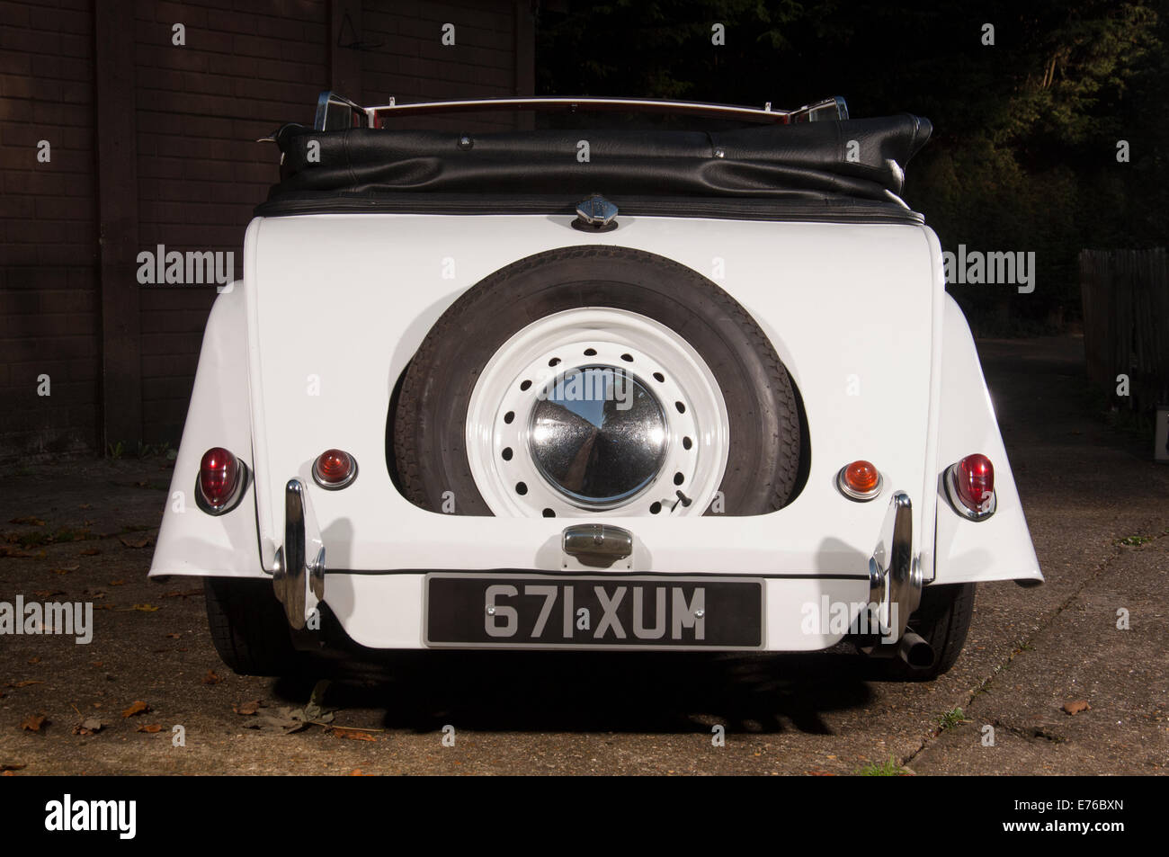 Morgan Plus 4 classic British sports car rear Stock Photo - Alamy