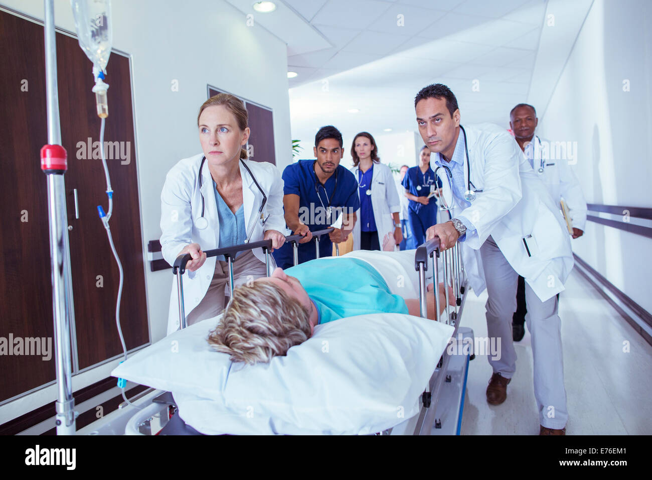 Bed race pushing hi-res stock photography and images - Alamy