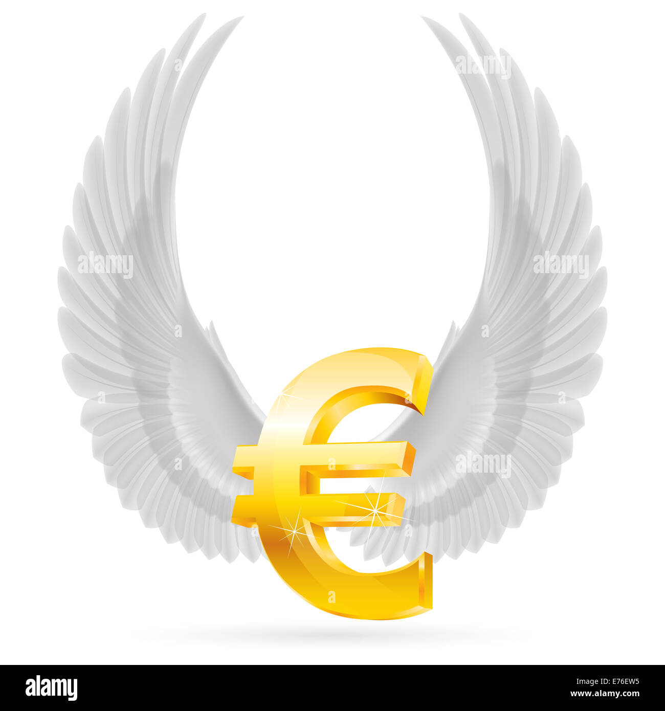 Golden euro symbol with raised up white wings Stock Photo - Alamy