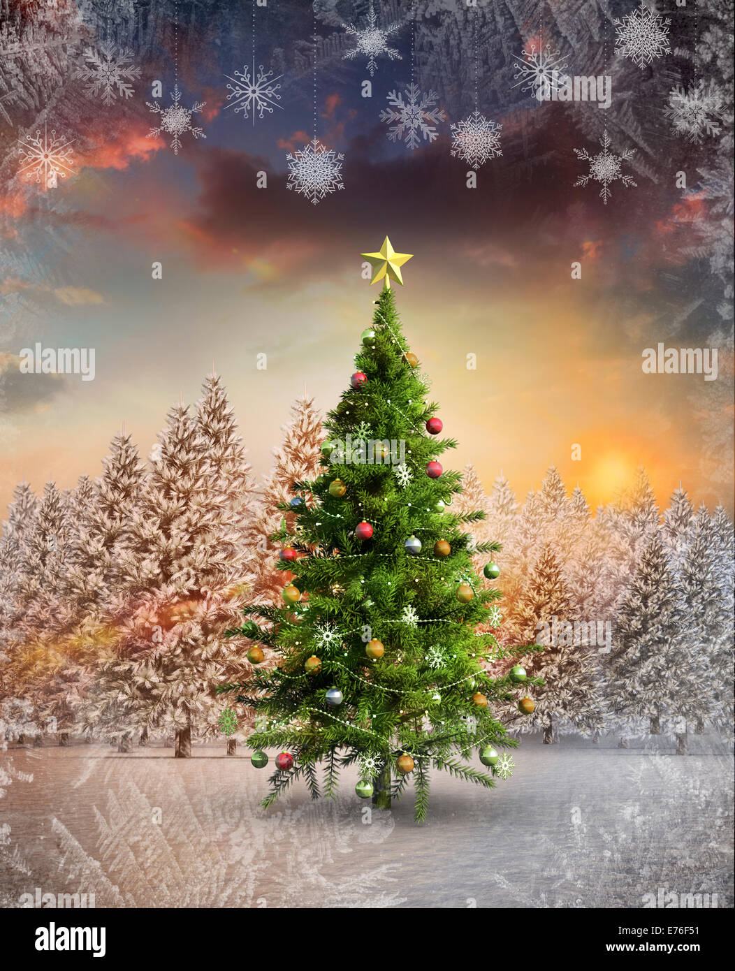 Composite image of christmas tree Stock Photo - Alamy