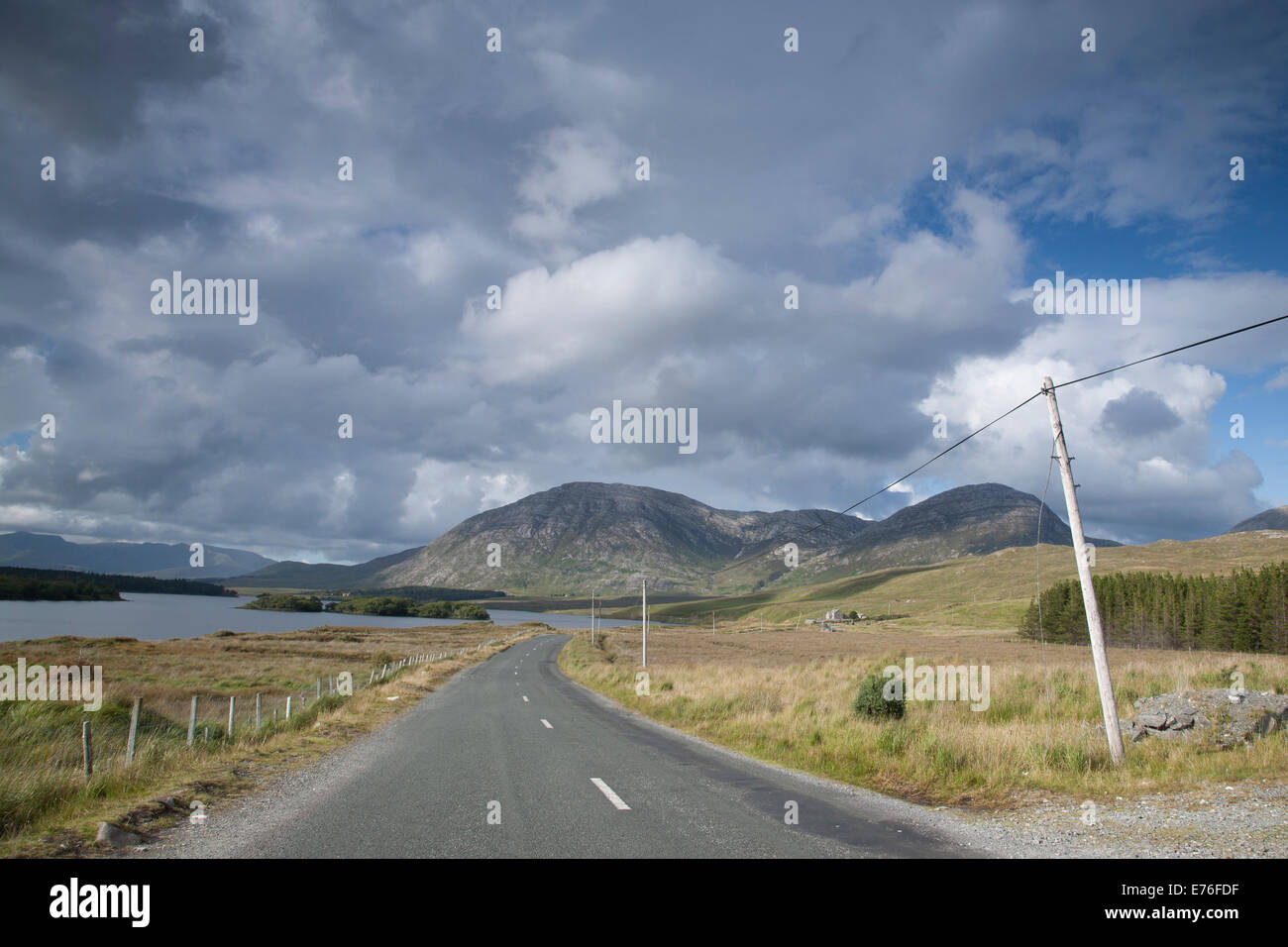 Open Road in Connemara National Park, County Galway, Ireland Stock ...