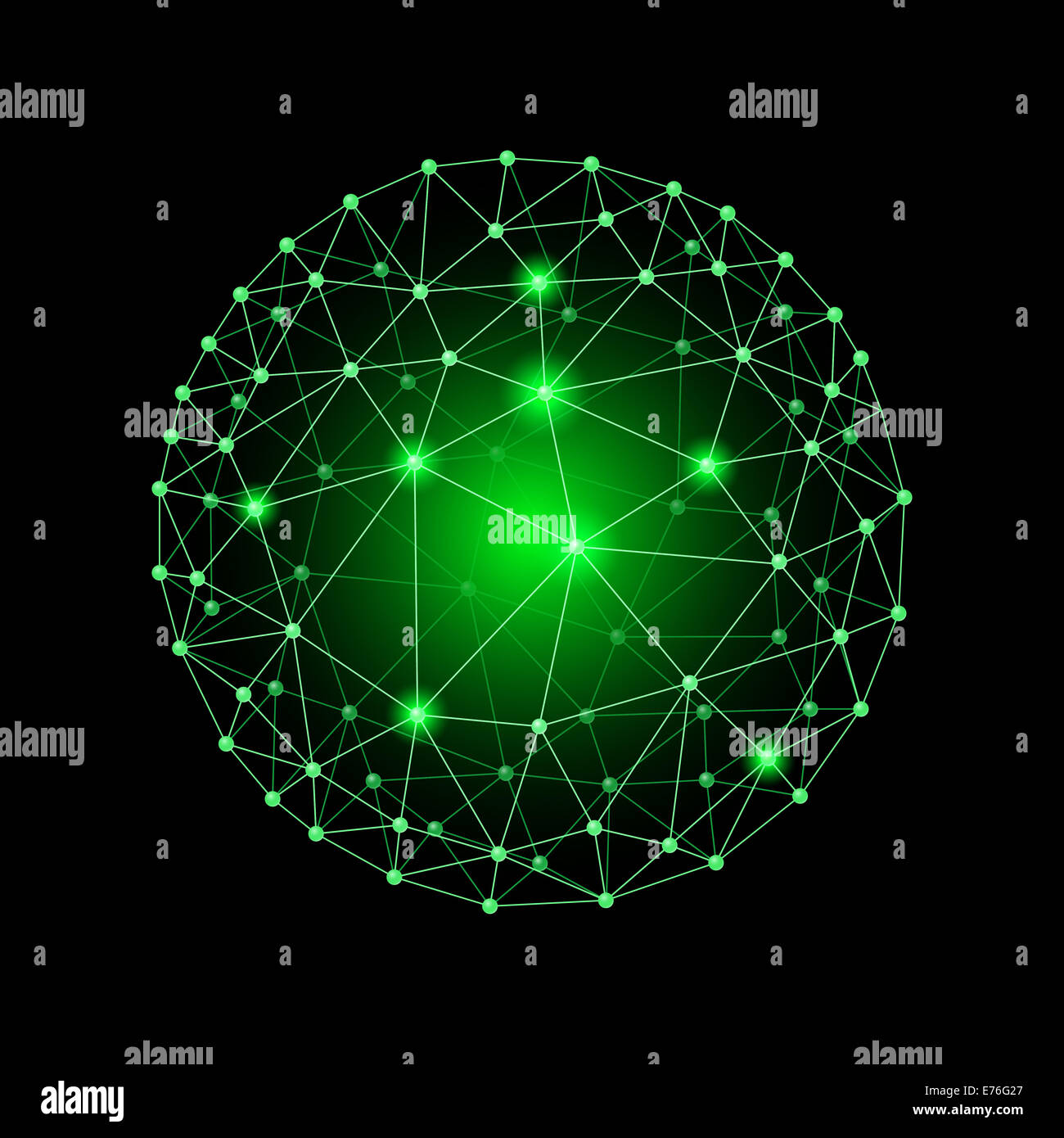Green internet web envelopes sphere on the black background Stock Photo ...
