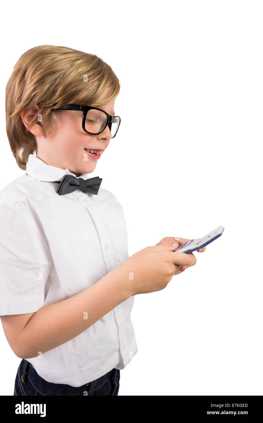 Student smiling and holding calculator Stock Photo - Alamy