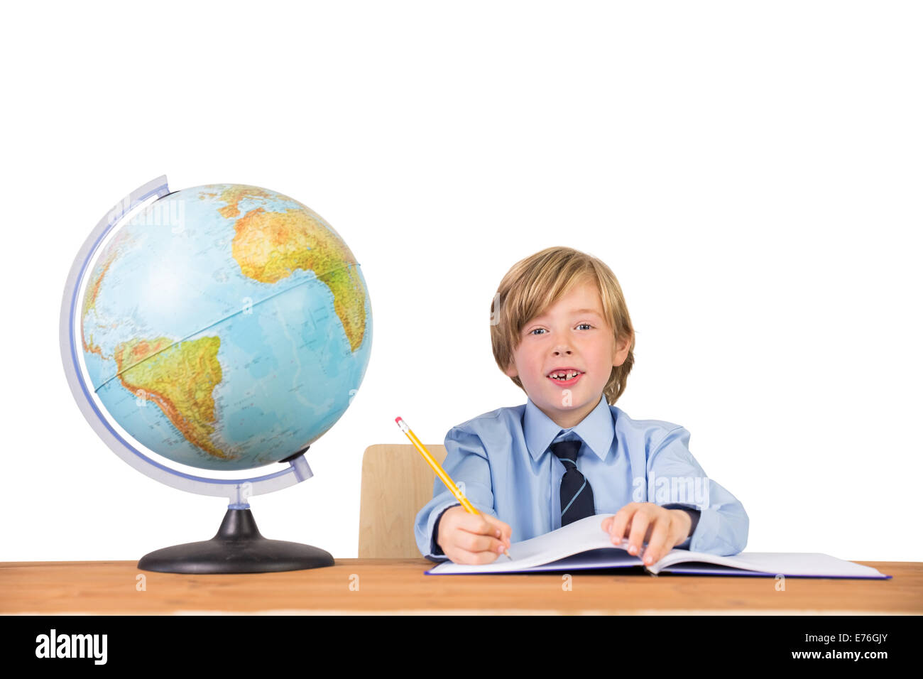 Student writing notes in notepad Stock Photo - Alamy