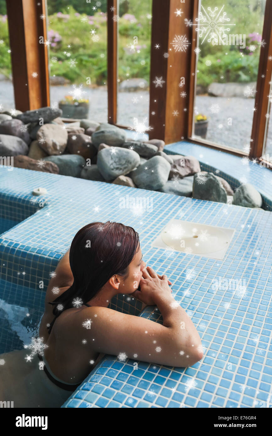 Woman relaxing at a spa in the hot tub hi-res stock photography and images - Alamy