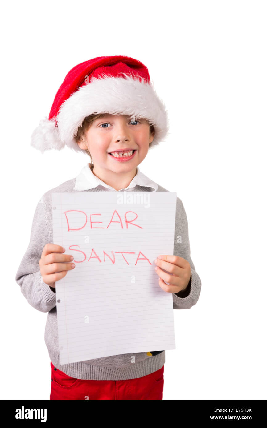 Child holding a letter to santa Stock Photo - Alamy