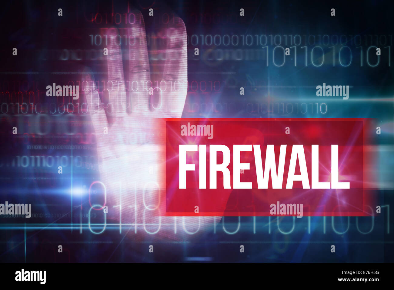 Firewall against blue technology design with binary code Stock Photo ...