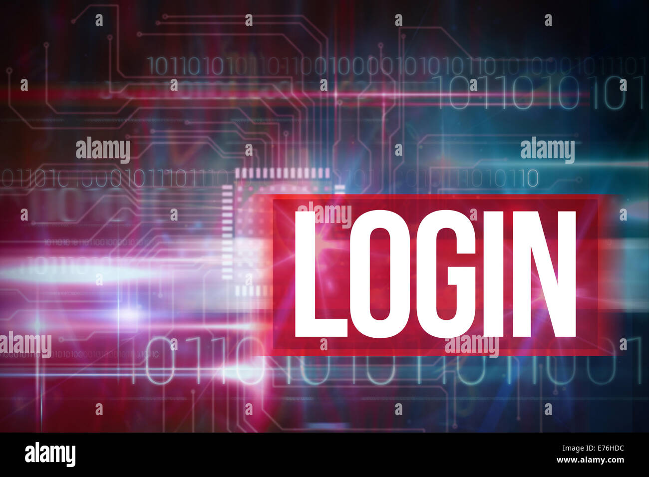 Login against blue technology design with binary code Stock Photo - Alamy